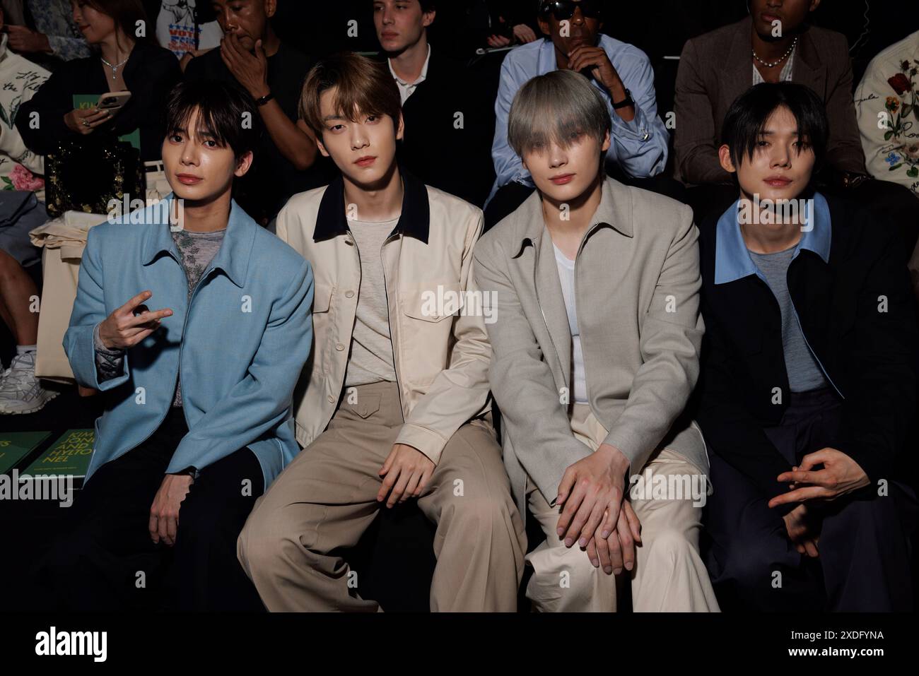 Taehyun, Soobin, Huening Kai and Yeonjun of TOMORROW X TOGETHER attend the Dior Spring Summer ...