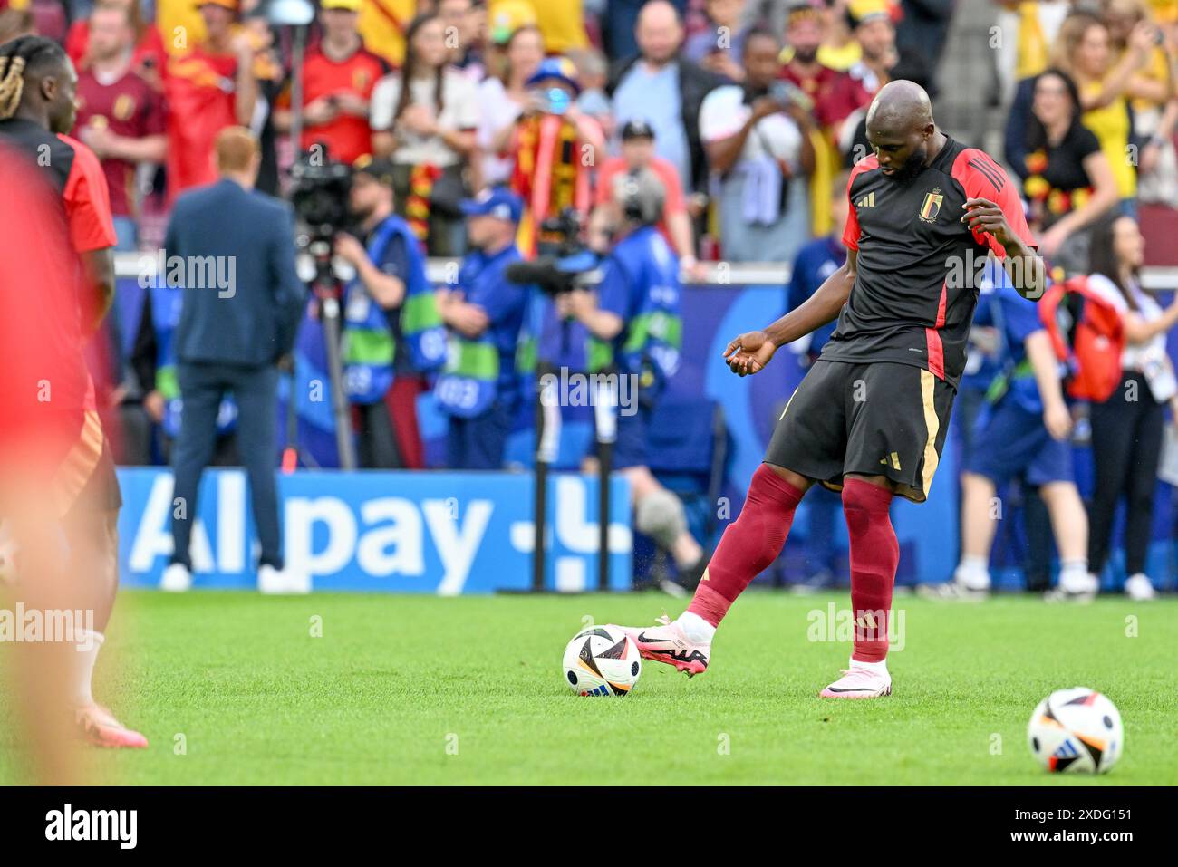 Romelu Lukaku (10) of Belgium pictured during warming up ahead of a ...