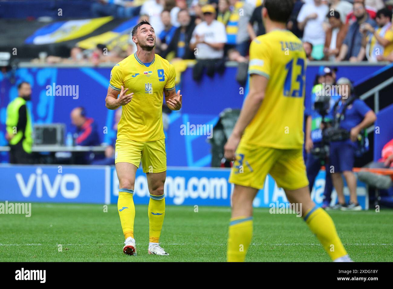 Roman Yaremchuk of Ukraine celebrates after scoring the goal of 1-2 ...