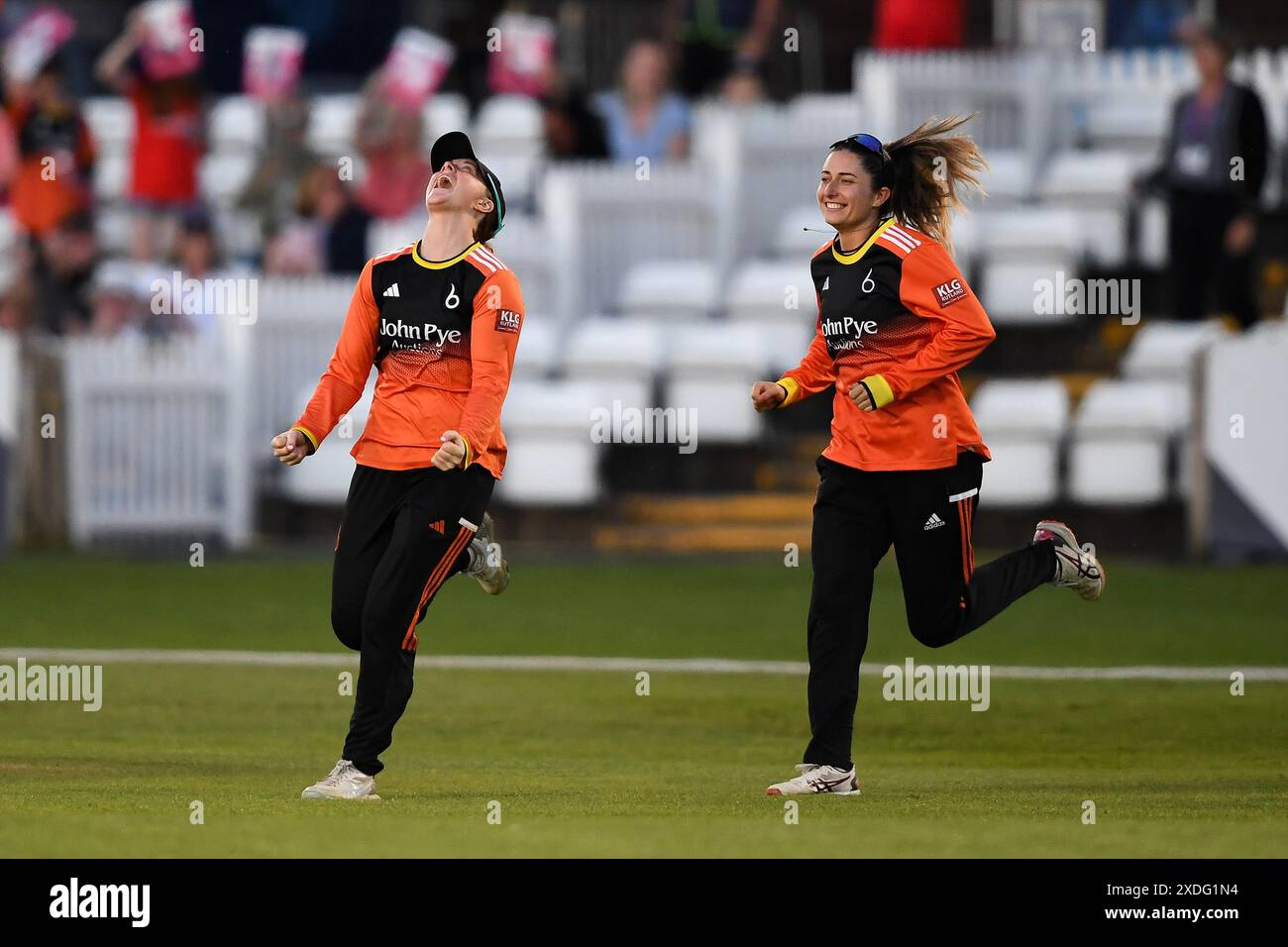 Derby, UK. 22 June 2024. Kirstie Gordon (left) and Marie Kelly of The ...