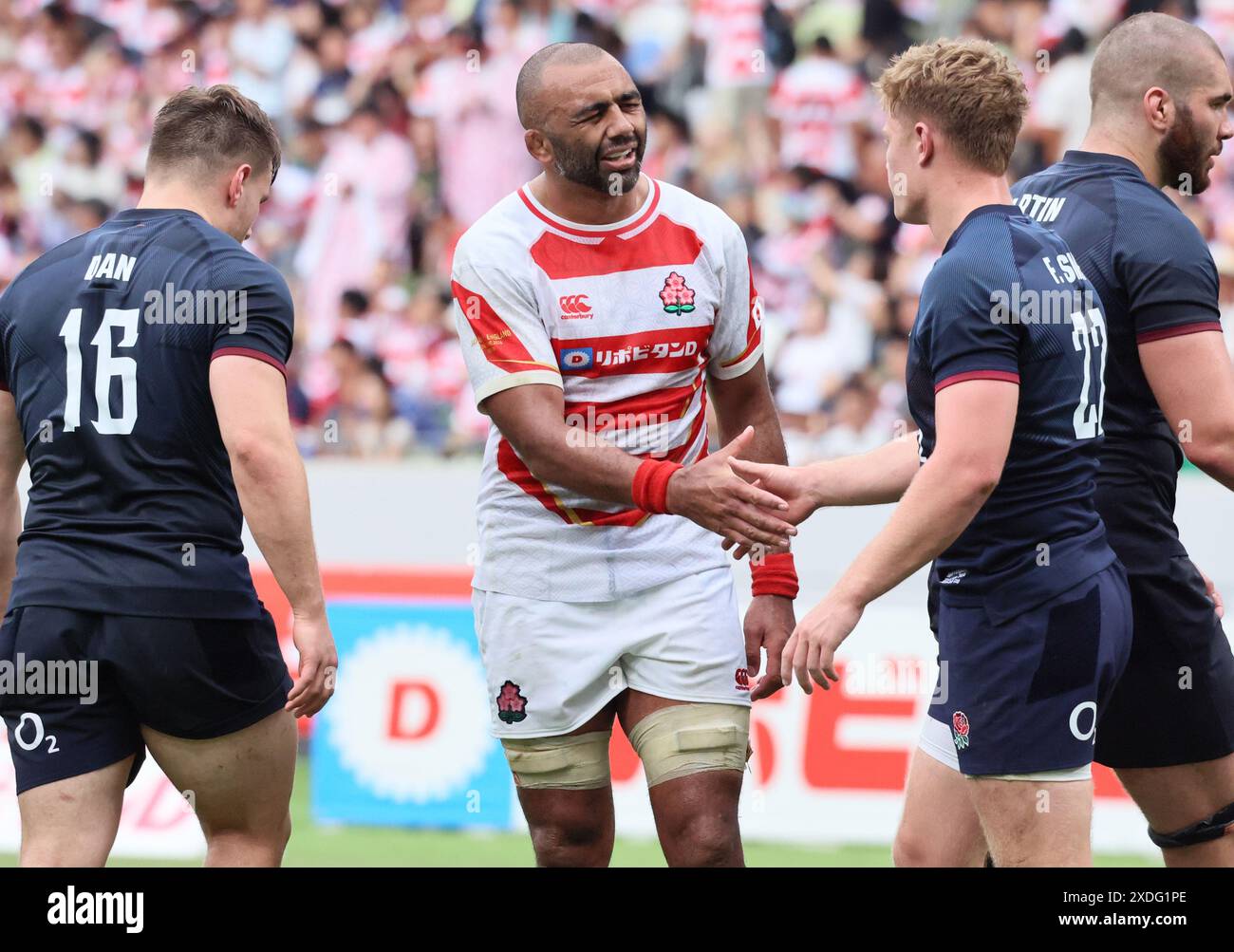 Tokyo, Japan. 22nd June, 2024. Japan's flanker Michael Leitch (C ...