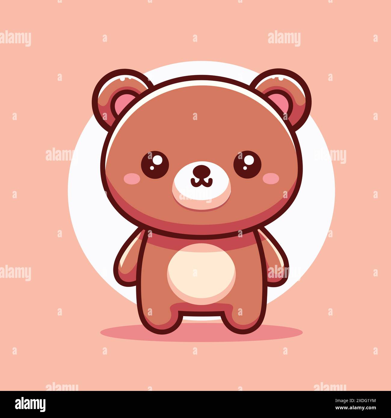 Charming illustration of a cute teddy bear in kawaii style, featuring ...