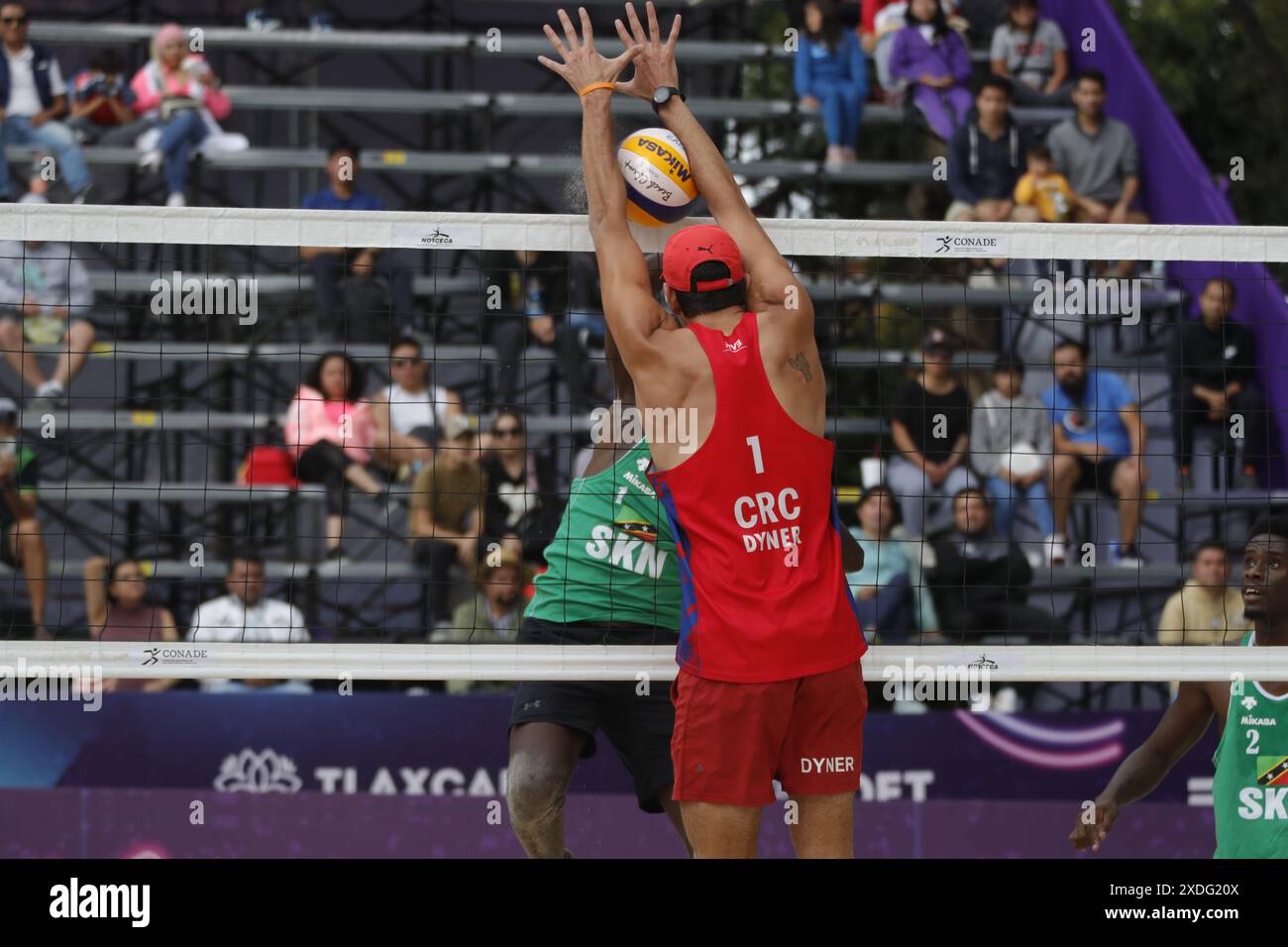 Daniel Dyner #1 of Team Costa Rica competes against Team Saint Kitts y ...