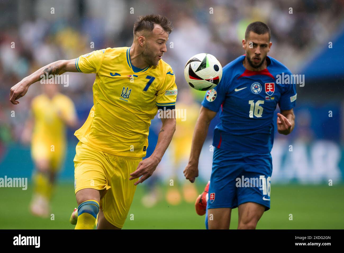 Dusseldorf, Germany. 21 June 2024. Andriy Yarmolenko of Ukraine ...