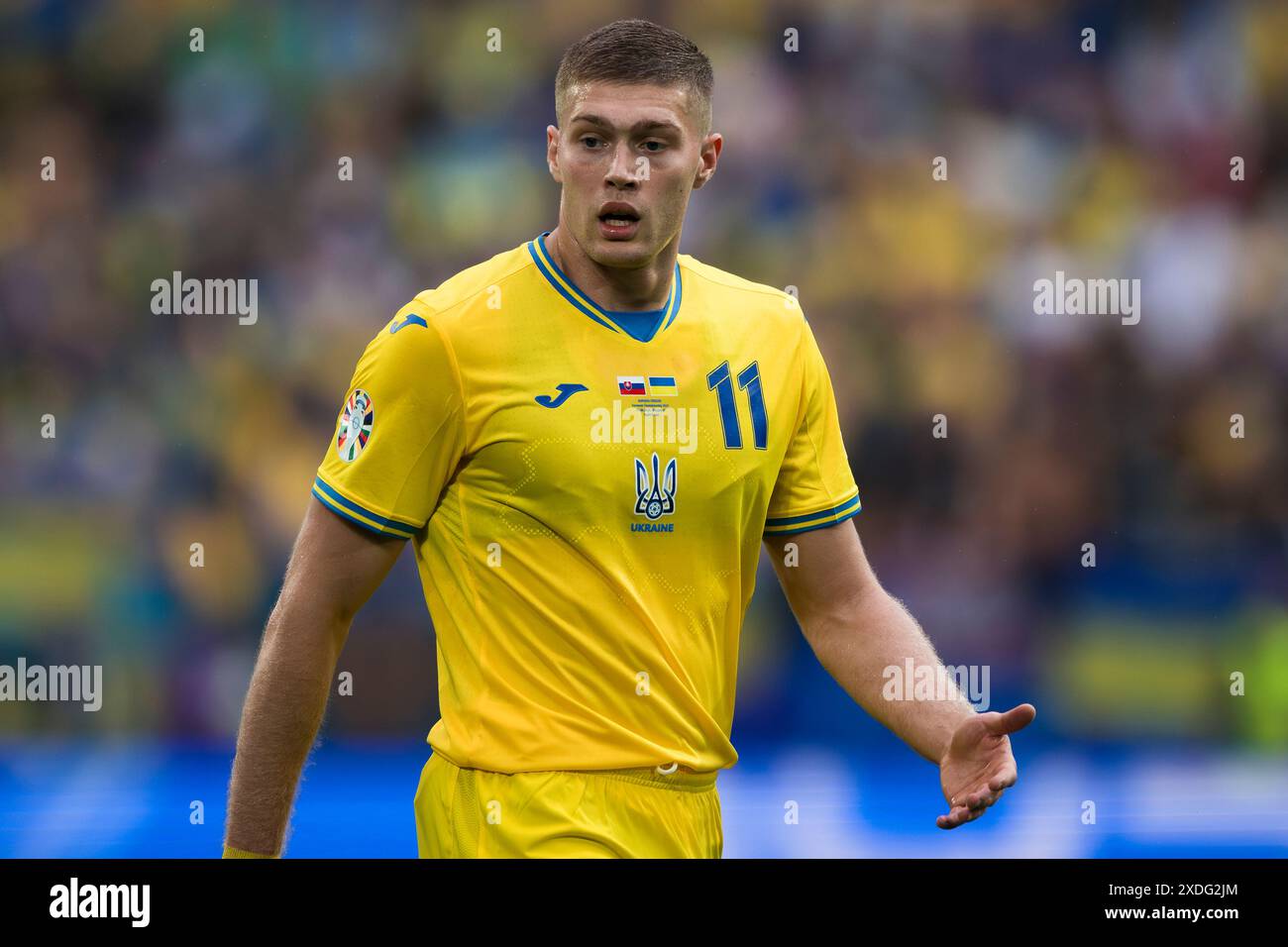 Dusseldorf, Germany. 21 June 2024. Artem Dovbyk of Ukraine looks on ...