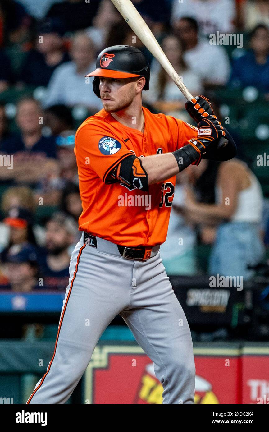 Texas, USA. 22nd June, 2024. Ryan O'Hearn #32 of the Baltimore Orioles ...