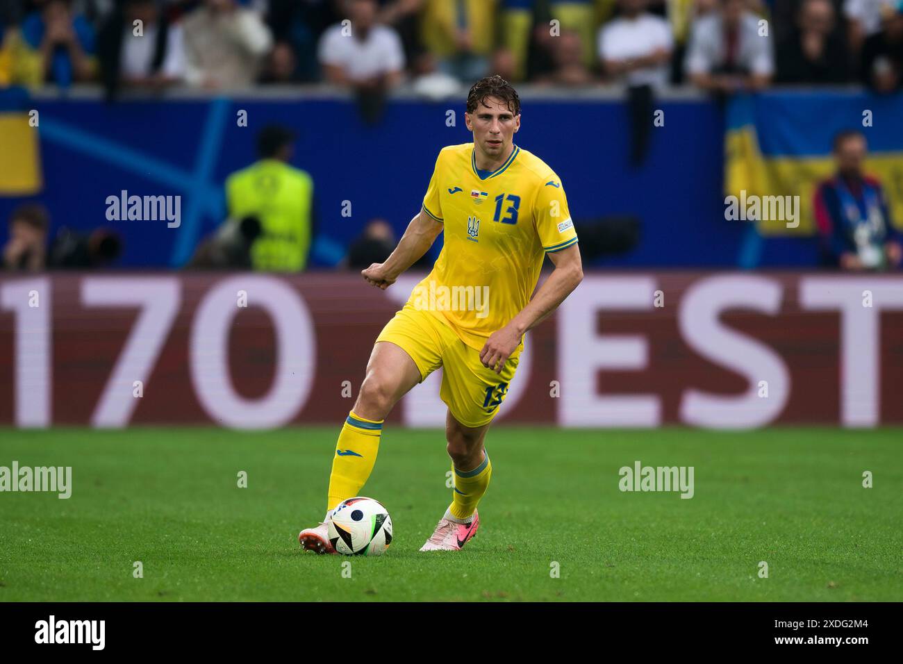 Dusseldorf, Germany. 21 June 2024. Illia Zabarnyi of Ukraine in action ...