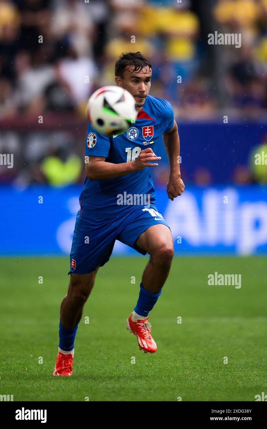 Dusseldorf, Germany. 21 June 2024. David Strelec of Slovakia in action ...