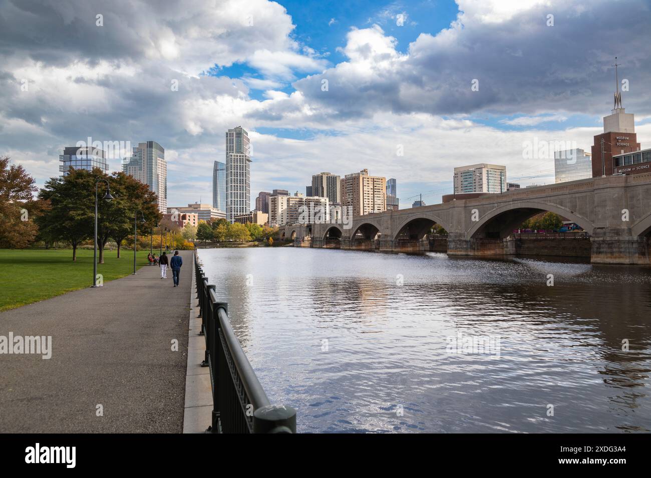 Boston downtown skyline seen from across the Charles River, MA, USA ...