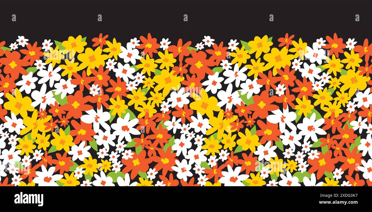 Vector colourful scattered bouquet of multicoloured fun daisy flowers ...