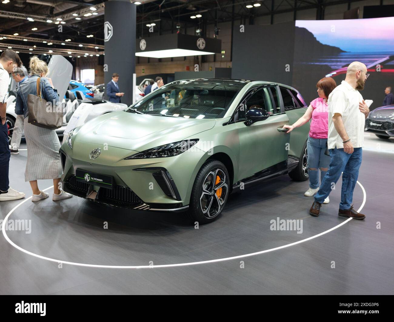 Car is exhibited at the Madrid Car Experience, the Madrid motor show ...