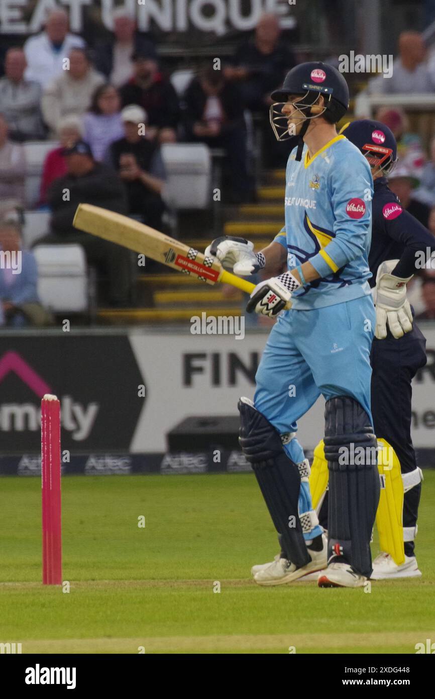 Chester le Street, 21 June 2024. George Hill batting for Yorkshire ...