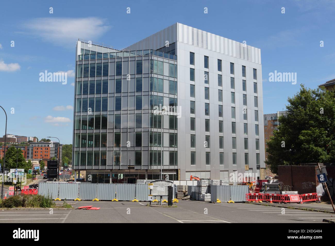 New metallic building commercial office block being built constructed ...