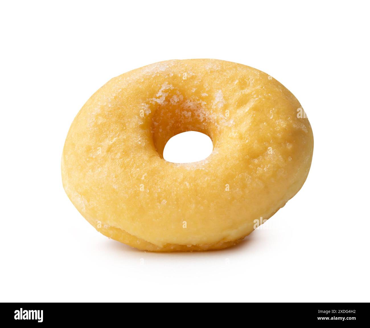 Front view of single brown cinnamon donut is isolated on white ...