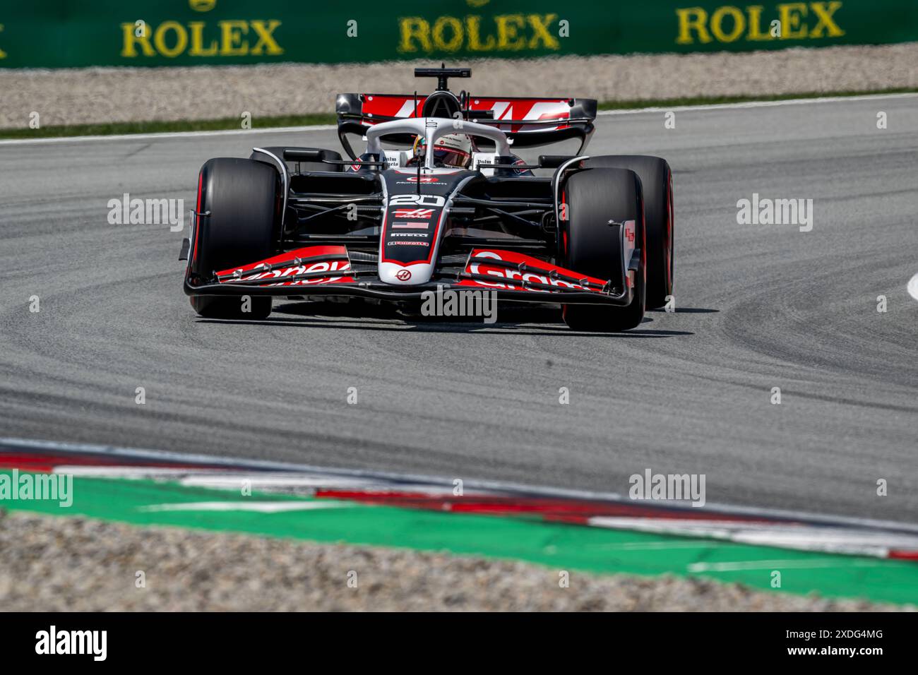 Montmelo, Spain, June 22, Kevin Magnussen, from Denmark competes for ...