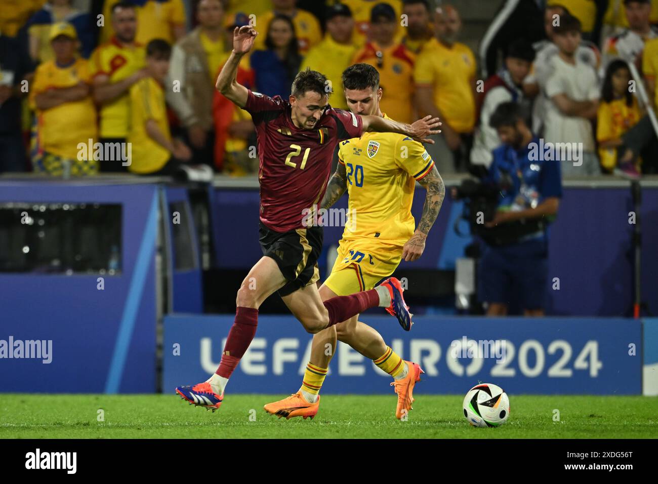 Timothy Castagne (Belgium)Dennis Man (Romania) during the UEFA Euro ...