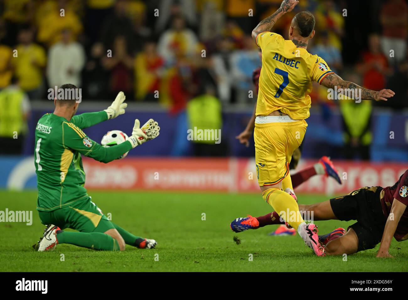 Cologne, Germany. 22nd June 2024. Koen Casteels (Belgium)Denis Alibec ...