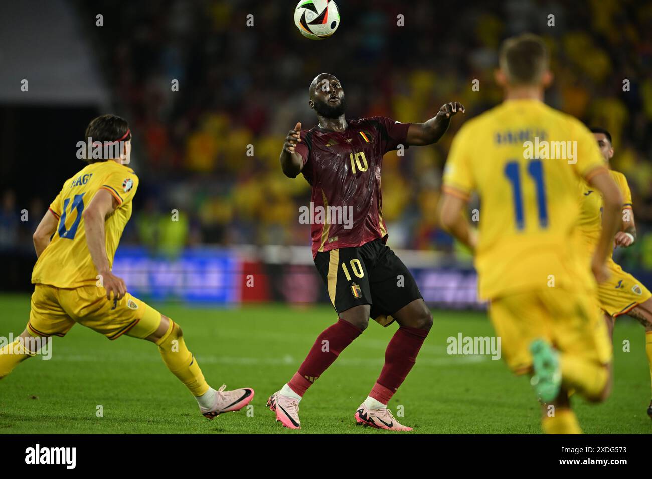 Romelu Lukaku (Belgium)Ianis Hagi (Romania) during the UEFA Euro ...
