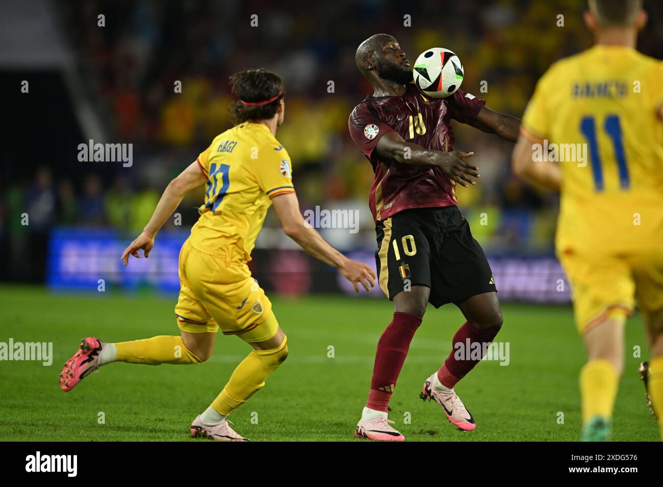 Romelu Lukaku (Belgium)Ianis Hagi (Romania) during the UEFA Euro ...