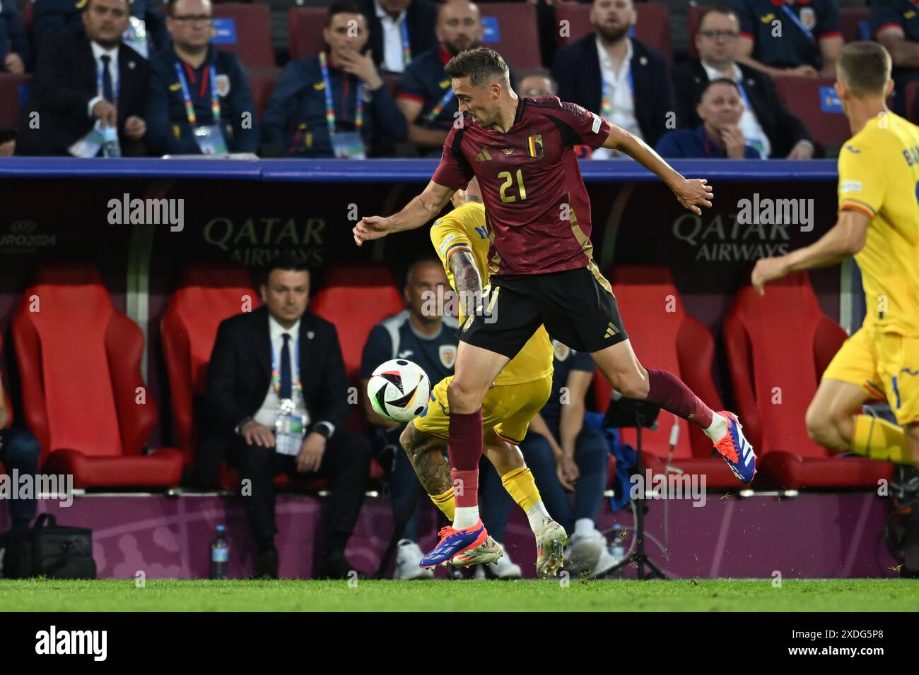 Timothy Castagne (Belgium)Marius Marin (Romania) during the UEFA Euro ...