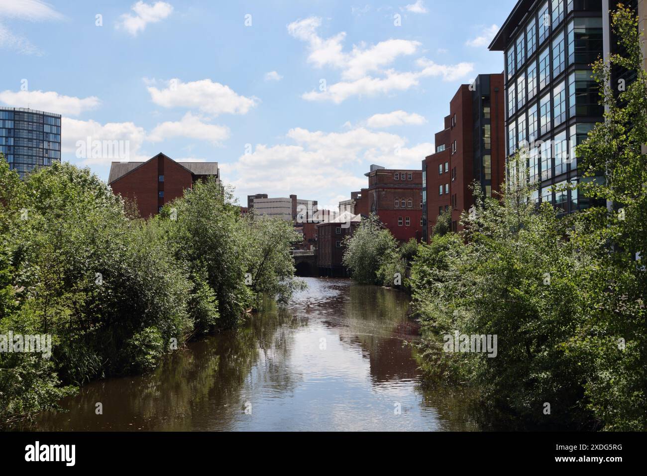 River Don flowing through Sheffield city centre England UK, with ...