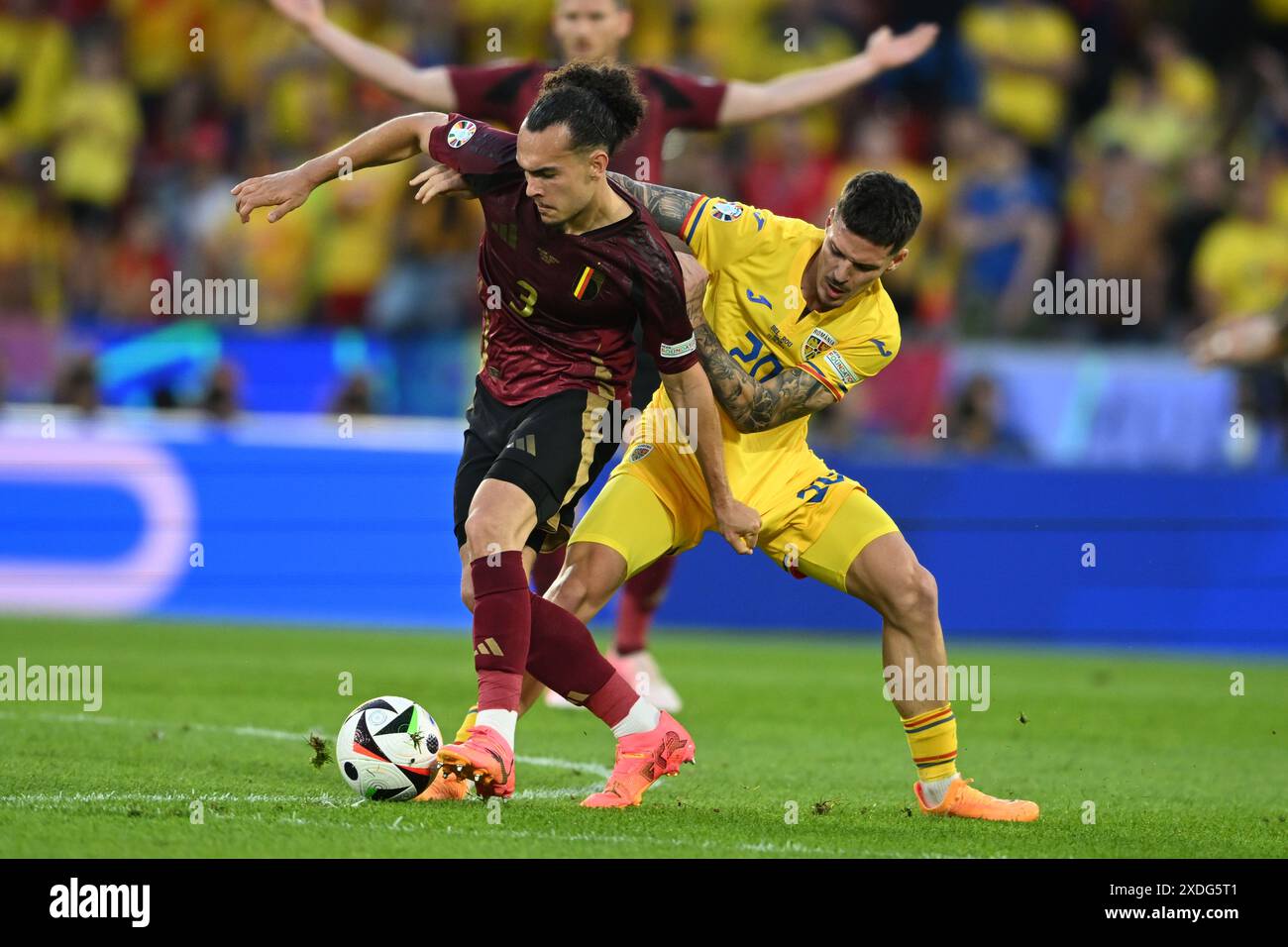 Arthur Theate (Belgium)Dennis Man (Romania) during the UEFA Euro ...