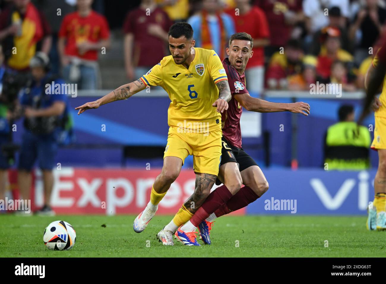 Marius Marin (Romania)Timothy Castagne (Belgium) during the UEFA Euro ...