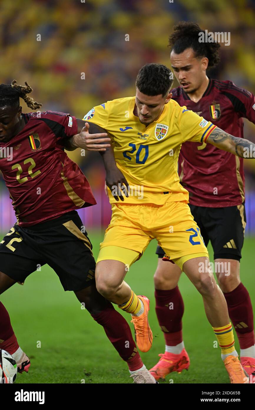 Jeremy Doku (Belgium)Dennis Man (Romania)Arthur Theate (Belgium) during ... Jeremy Doku (Belgium)Dennis Man (Romania)Arthur Theate (Belgium) during ...