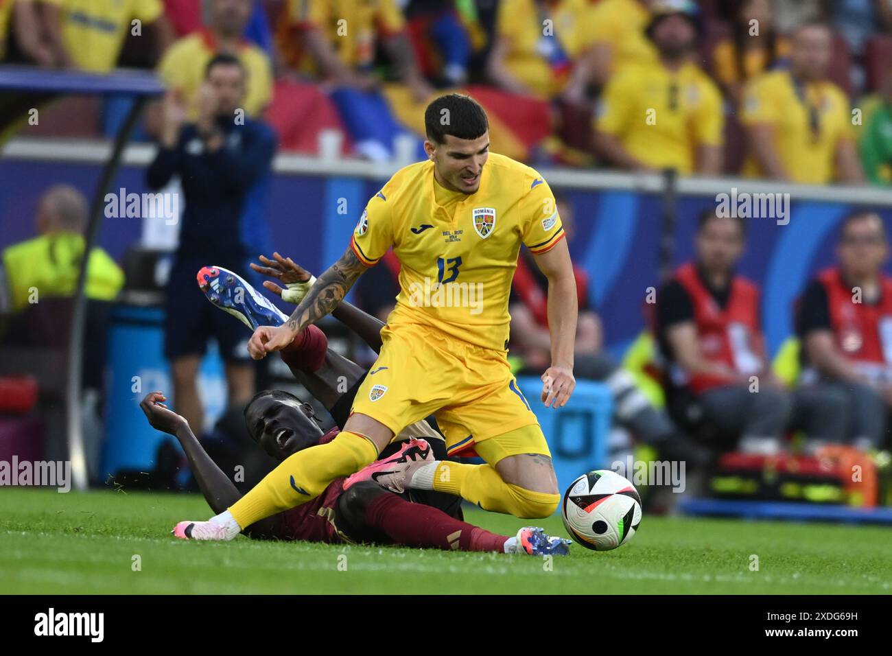Valentin Mihaila (Romania)Amadou Onana (Belgium) during the UEFA Euro ...