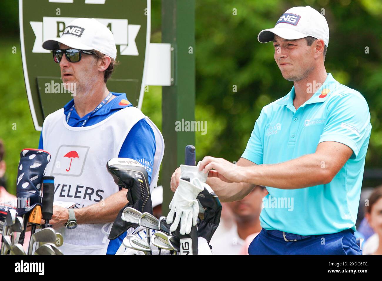 Cromwell, Connecticut, USA. 22nd June, 2024. Victor Hovland (NOR) (R ...