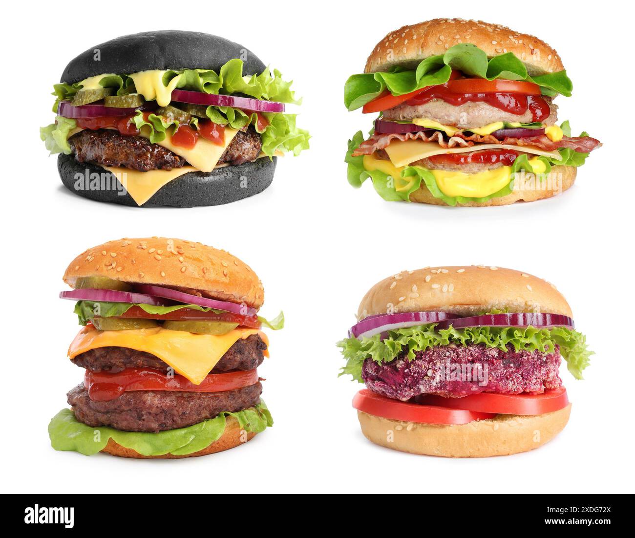 Set burgers meat cheese Cut Out Stock Images & Pictures - Alamy