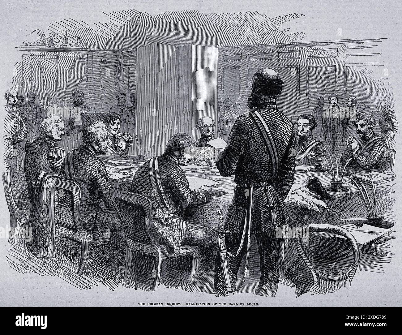 A wood engraving depicting the Crimean Inquiry, which investigated the ...