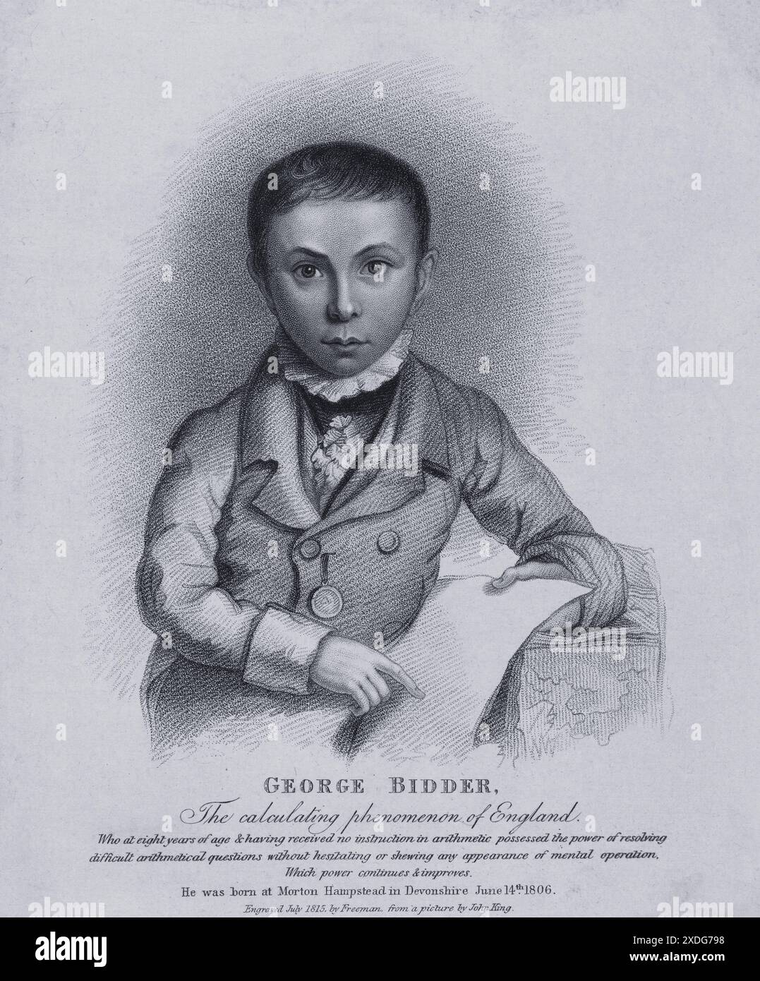 This engraving depicts George Bidder, a renowned calculating prodigy ...
