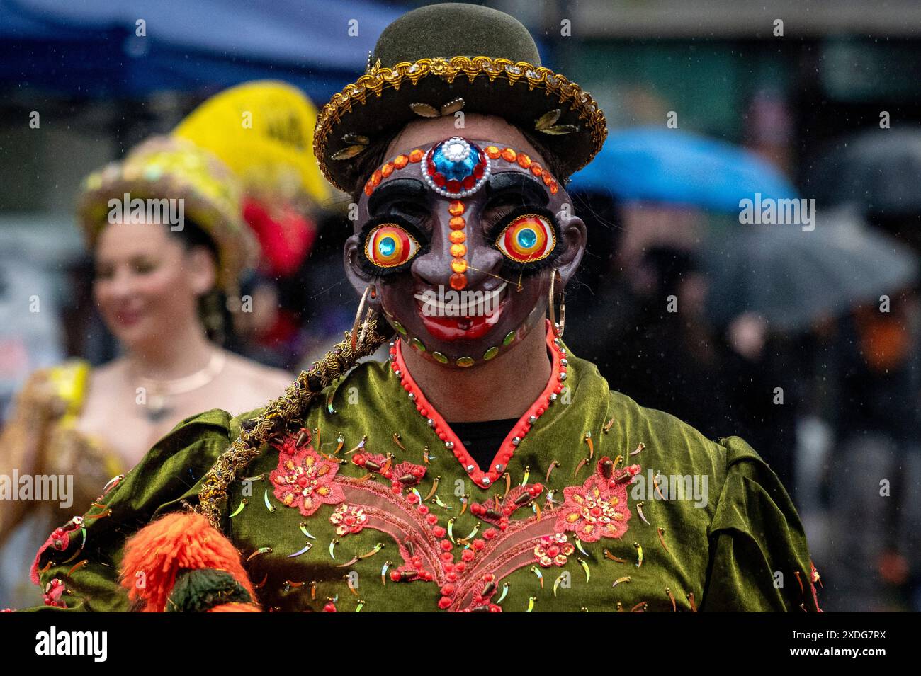 Valparaiso, Valparaiso, Chile. 22nd June, 2024. A woman wearing a mask ...