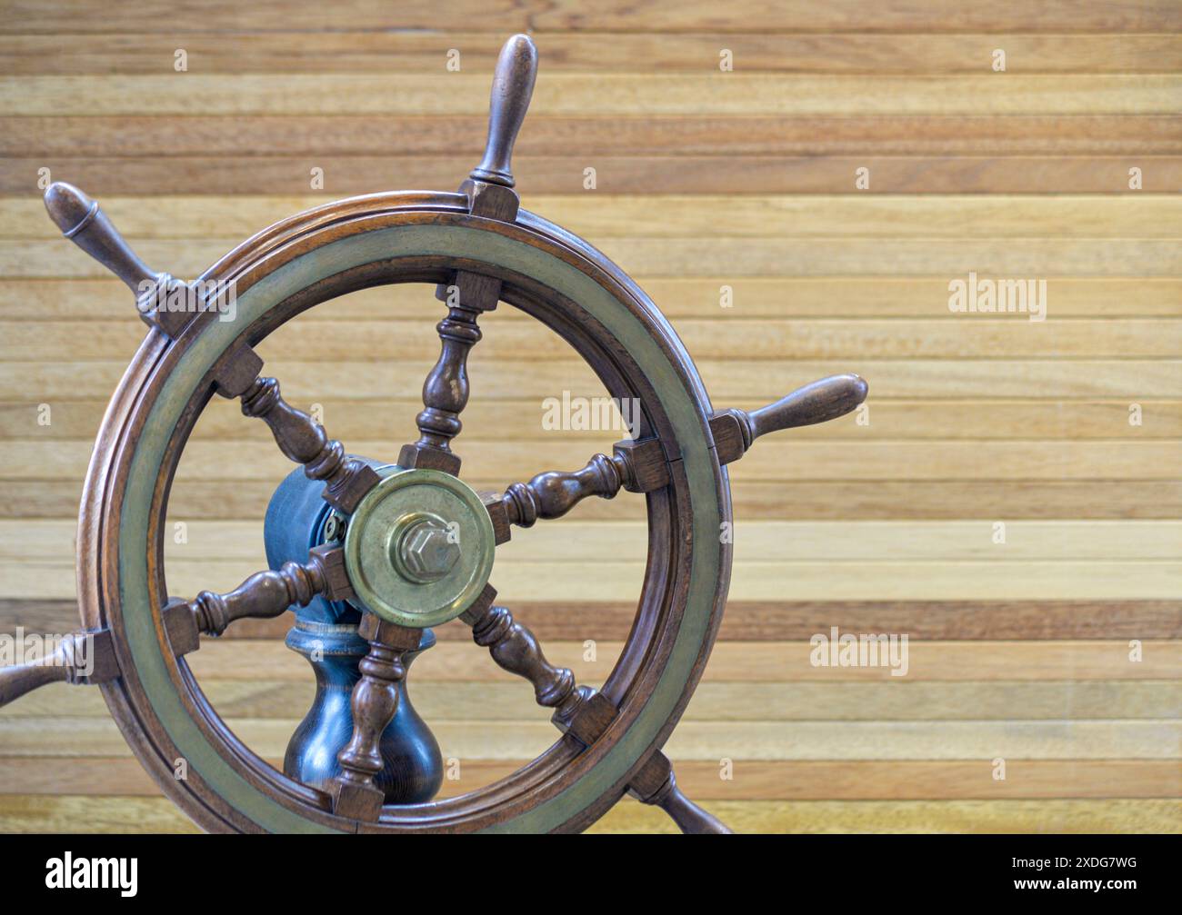 Ship or boat steering wheel Stock Photo - Alamy