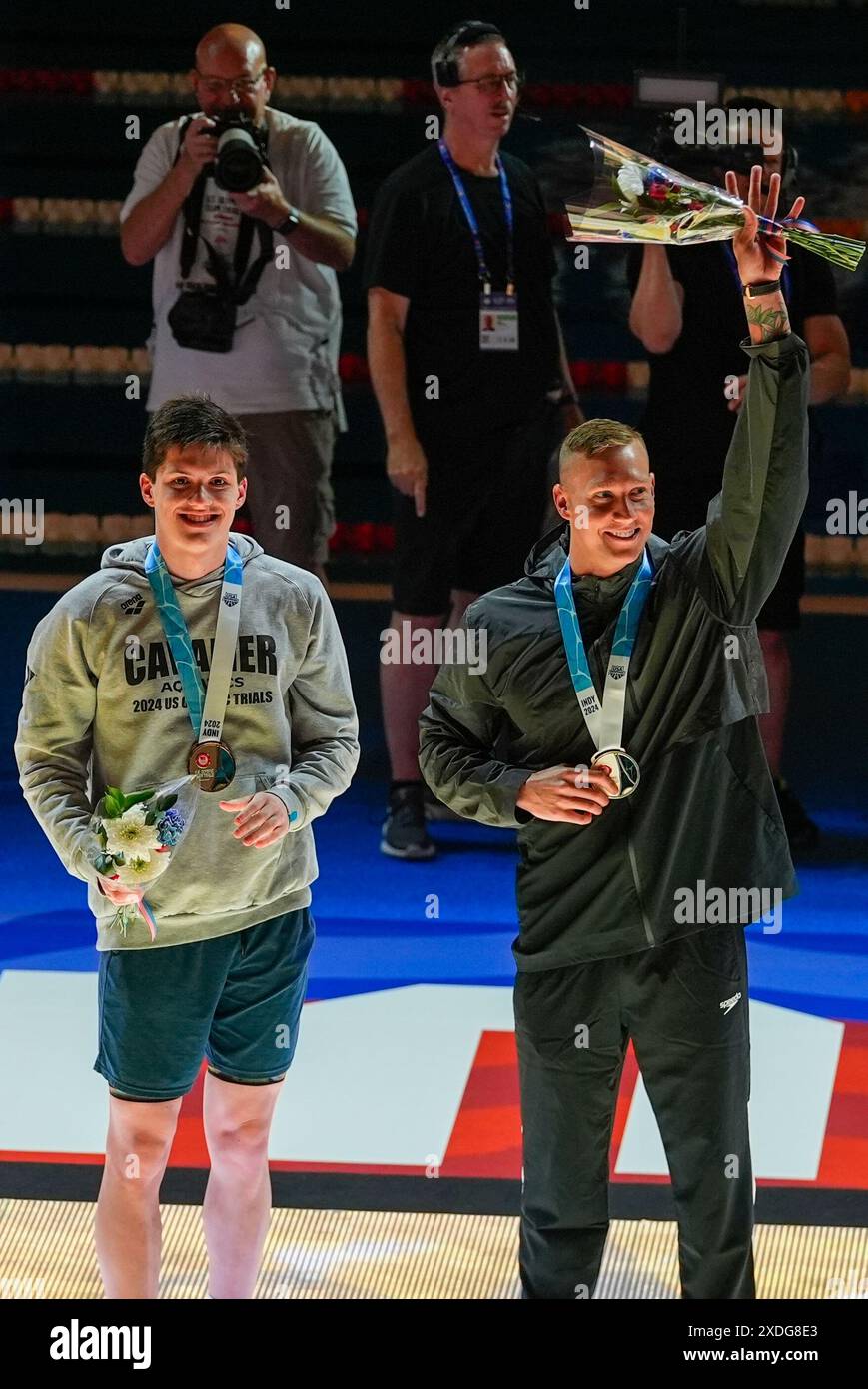 Caeleb Dressel and Thomas Heilman celebrate after the Men's 100 ...