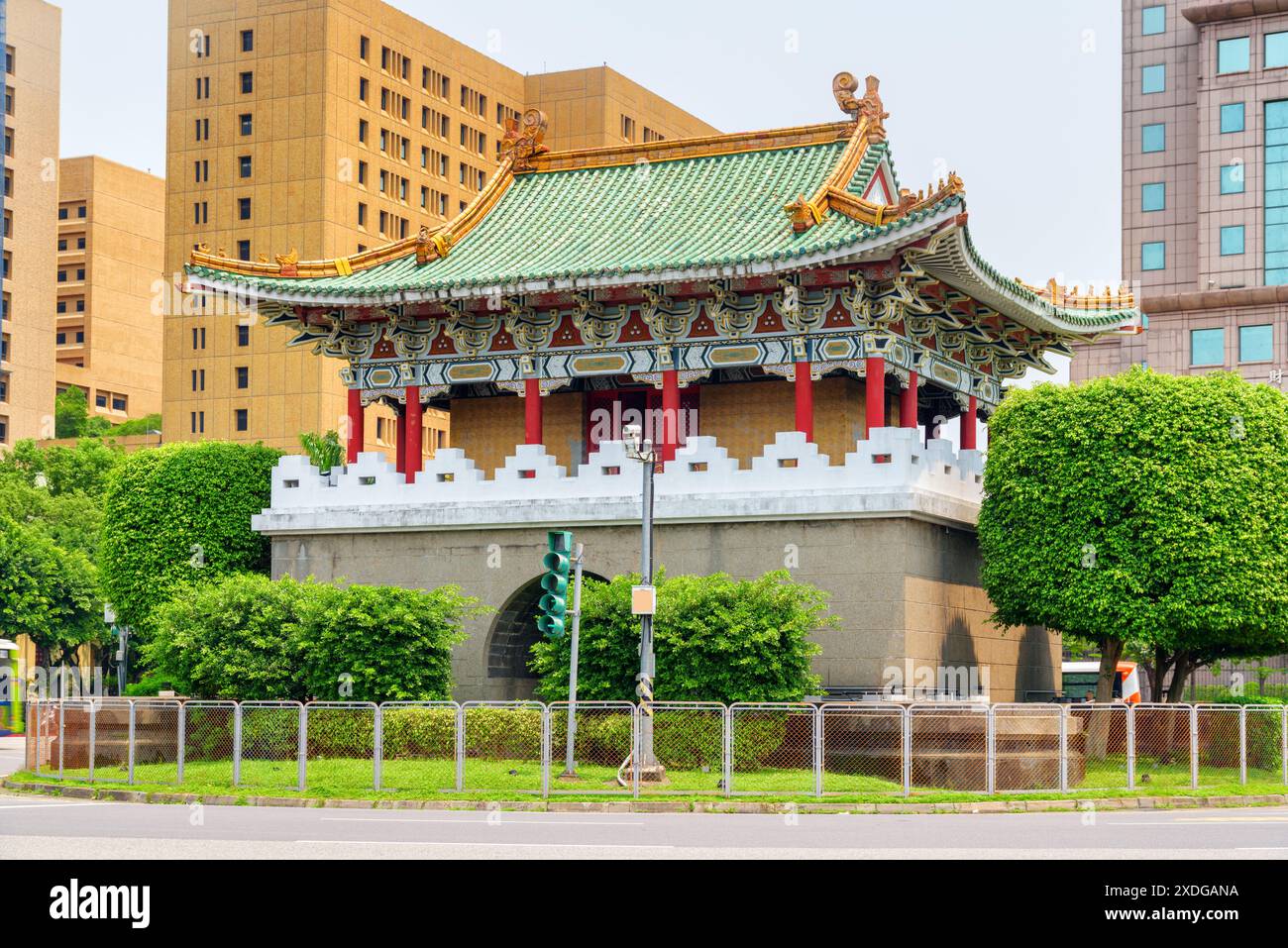 Scenic colorful view of the East Gate in Taipei, Taiwan. Traditional ...