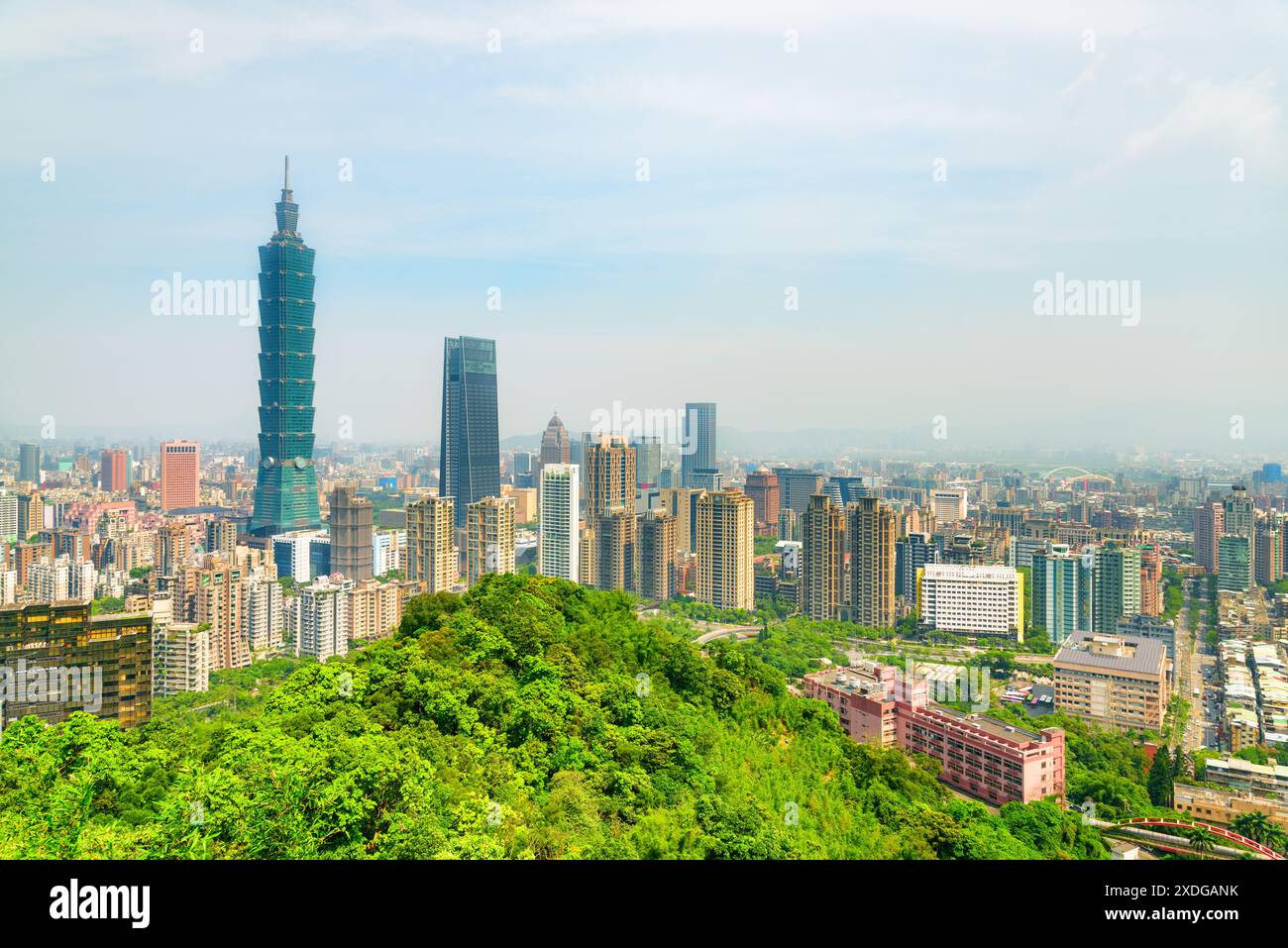Beautiful view of Taipei from top of mountain, Taiwan. Skyscrapers and ...