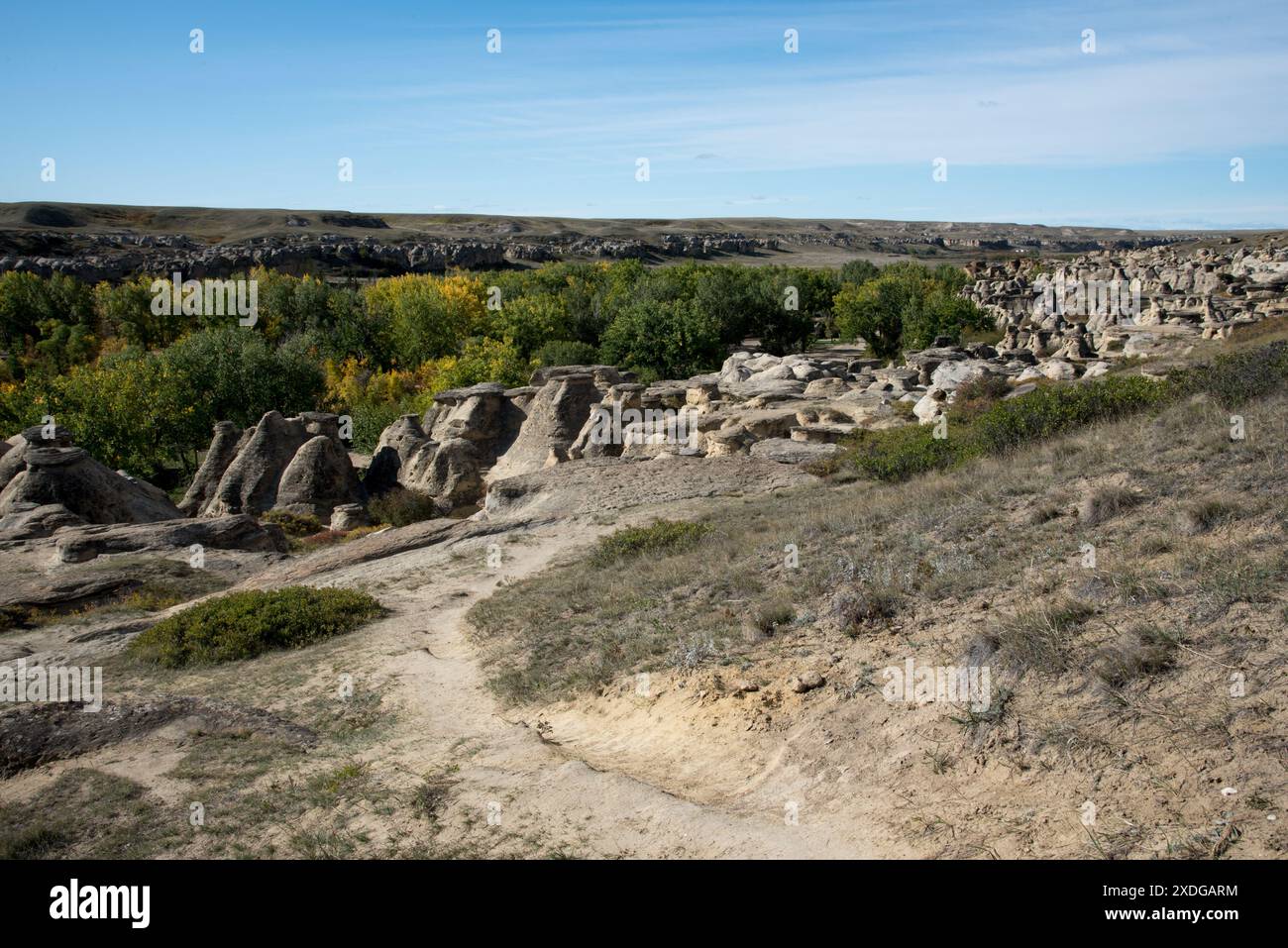 Water, ice and wind eroded the sandstone in Writing-on-Stone Provincial ...