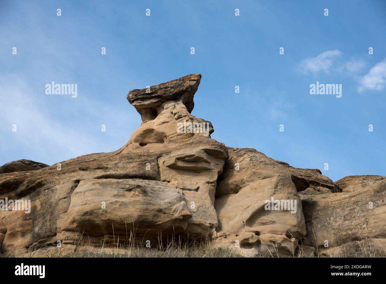 Water, ice and wind eroded the sandstone in Writing-on-Stone Provincial ...