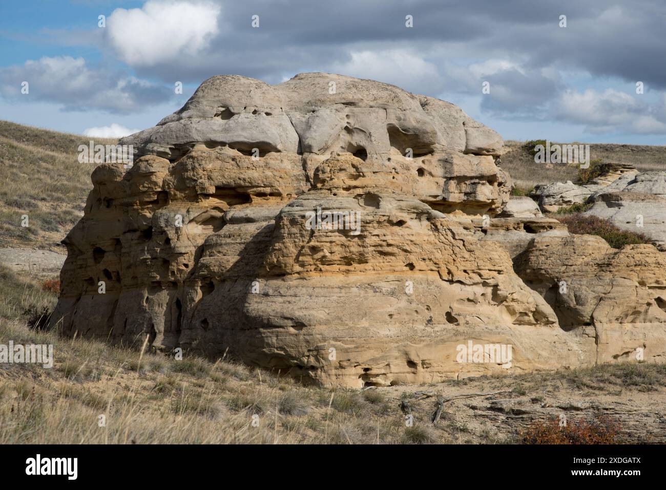 Water, ice and wind eroded the sandstone in Writing-on-Stone Provincial ...