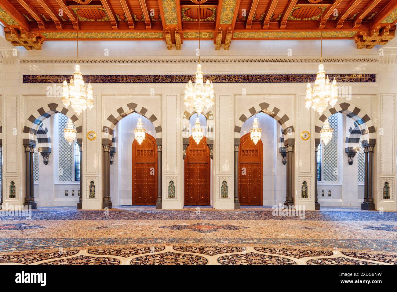 Muscat, Oman - 17 October, 2018: Beautiful view of the main prayer hall ...