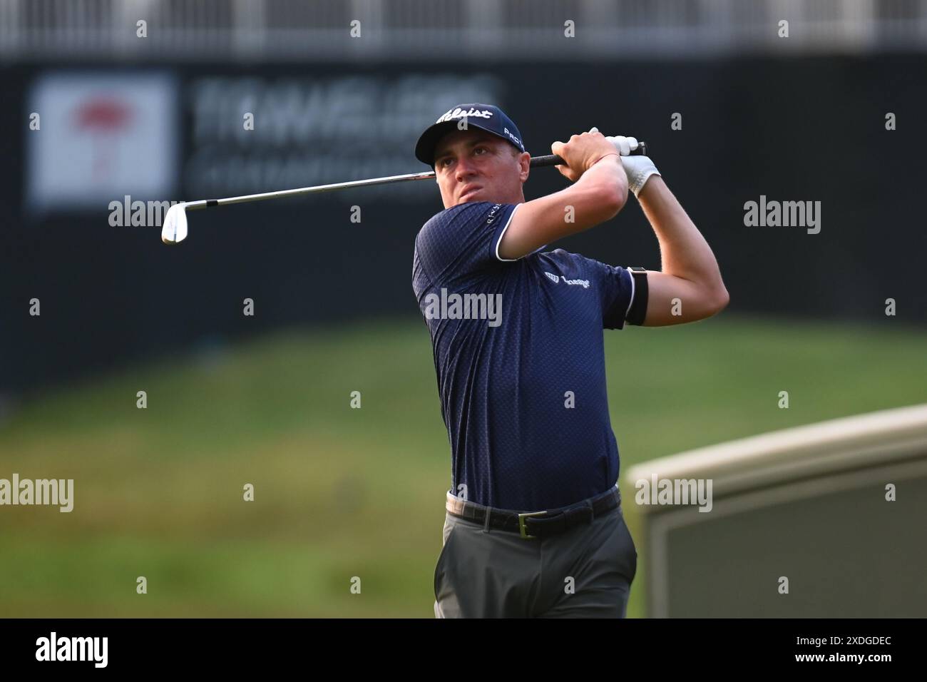 Saturday June 22, 2024: Justin Thomas follows his tee shot on the 16th ...