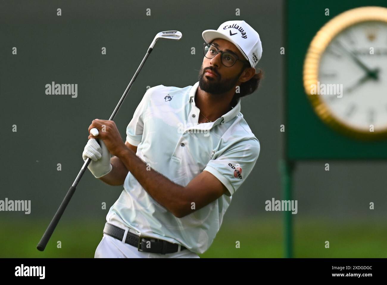 Saturday June 22, 2024: Akshay Bhatia follows his tee shot on the 16th hole during the third ...