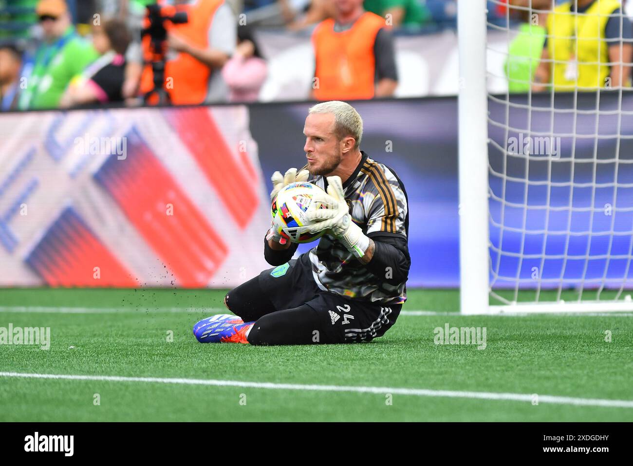 Seattle, WA, USA. 22nd June, 2024. Seattle Sounders goalkeeper Stefan ...