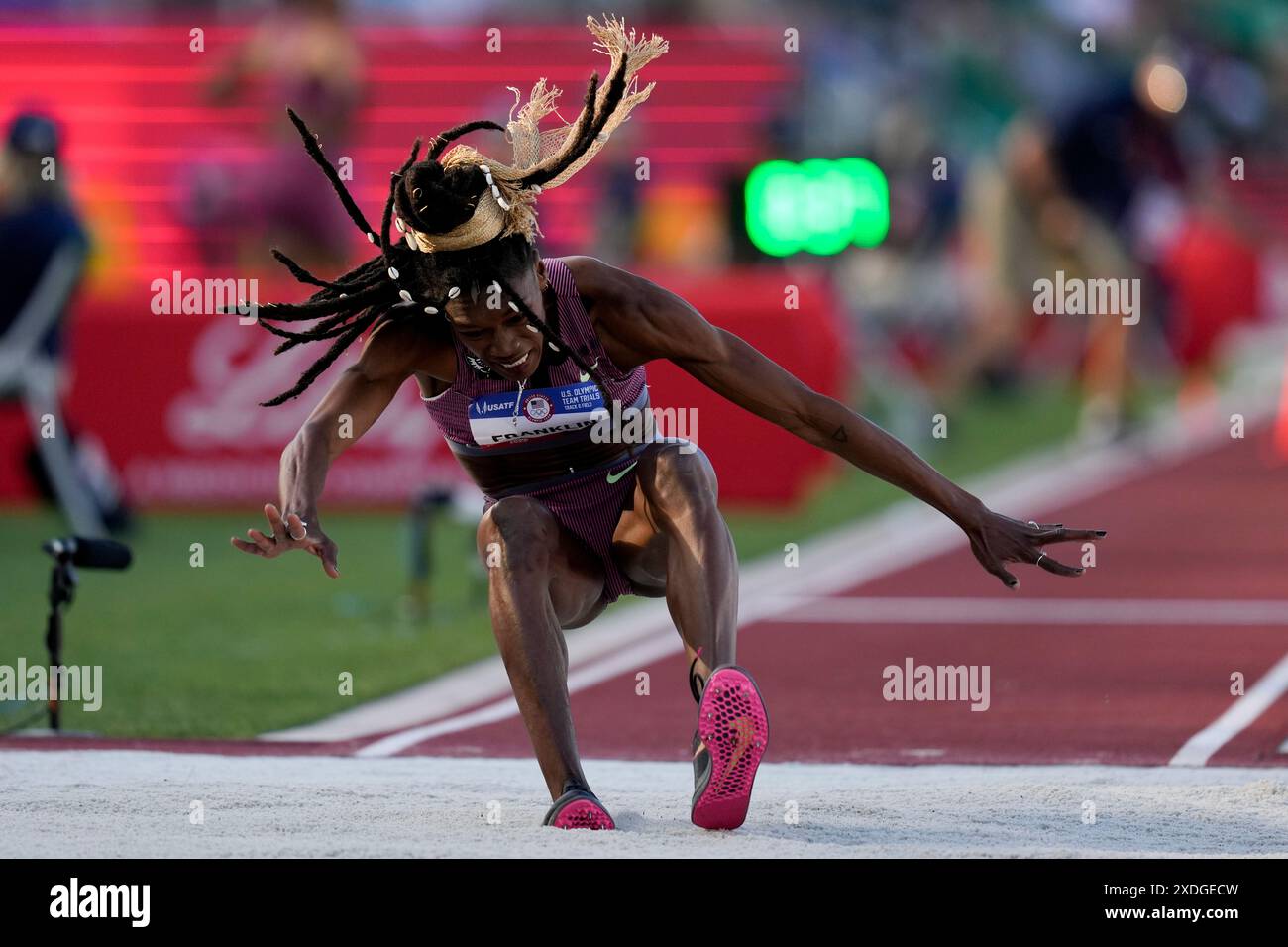 Tori Franklin competes in the women's triple jump final during the U.S ...