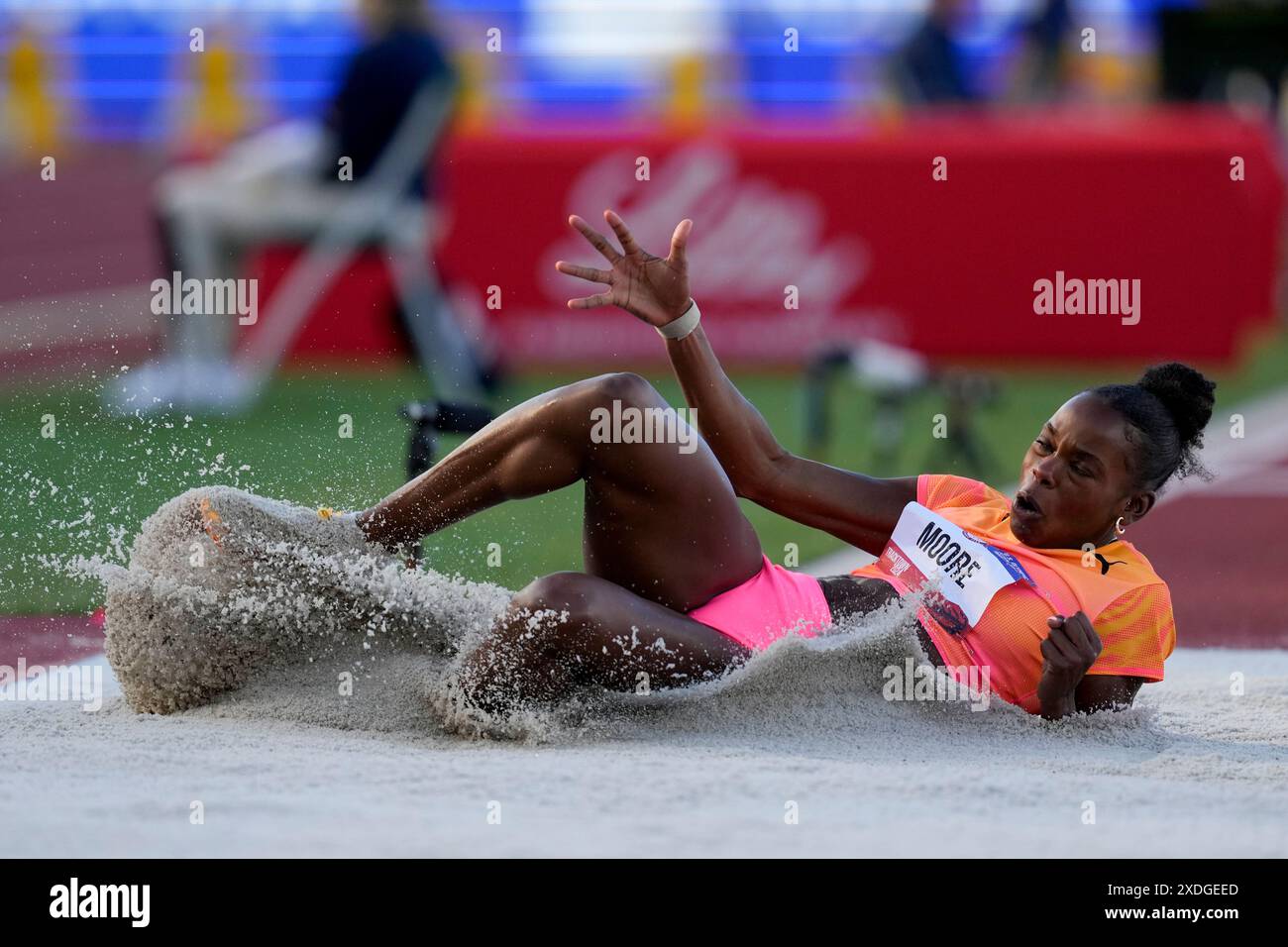 Jasmine Moore competes in the women's triple jump final during the U.S ...
