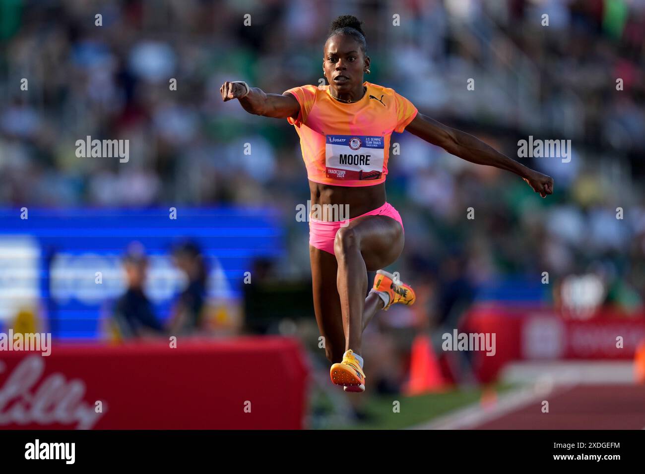 Jasmine Moore competes in the women's triple jump final during the U.S ...