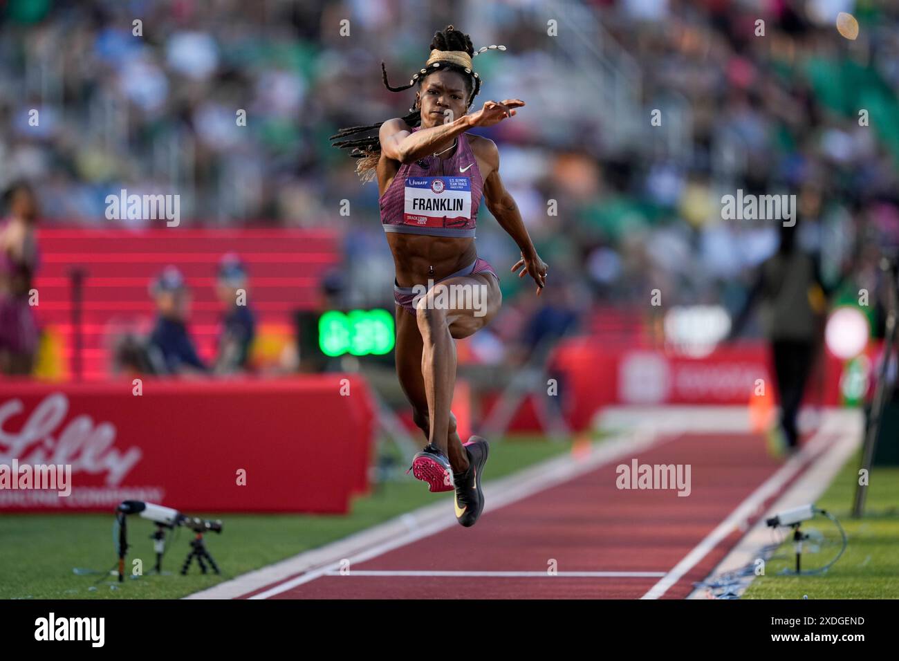 Tori Franklin competes in the women's triple jump final during the U.S ...