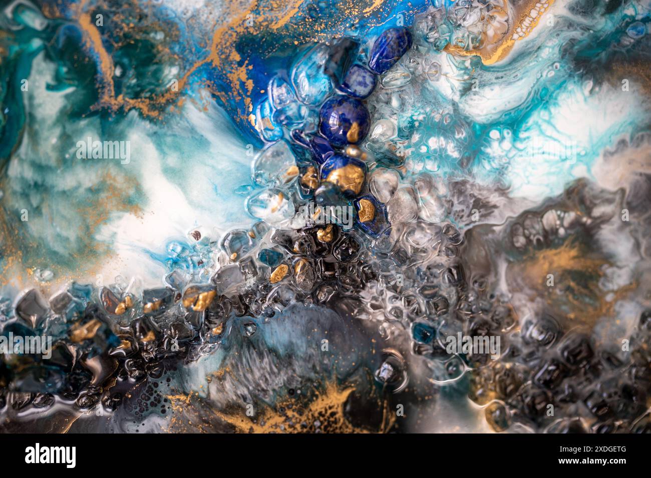 Impressive artwork of sea, ocean made of epoxy resin with stones ...